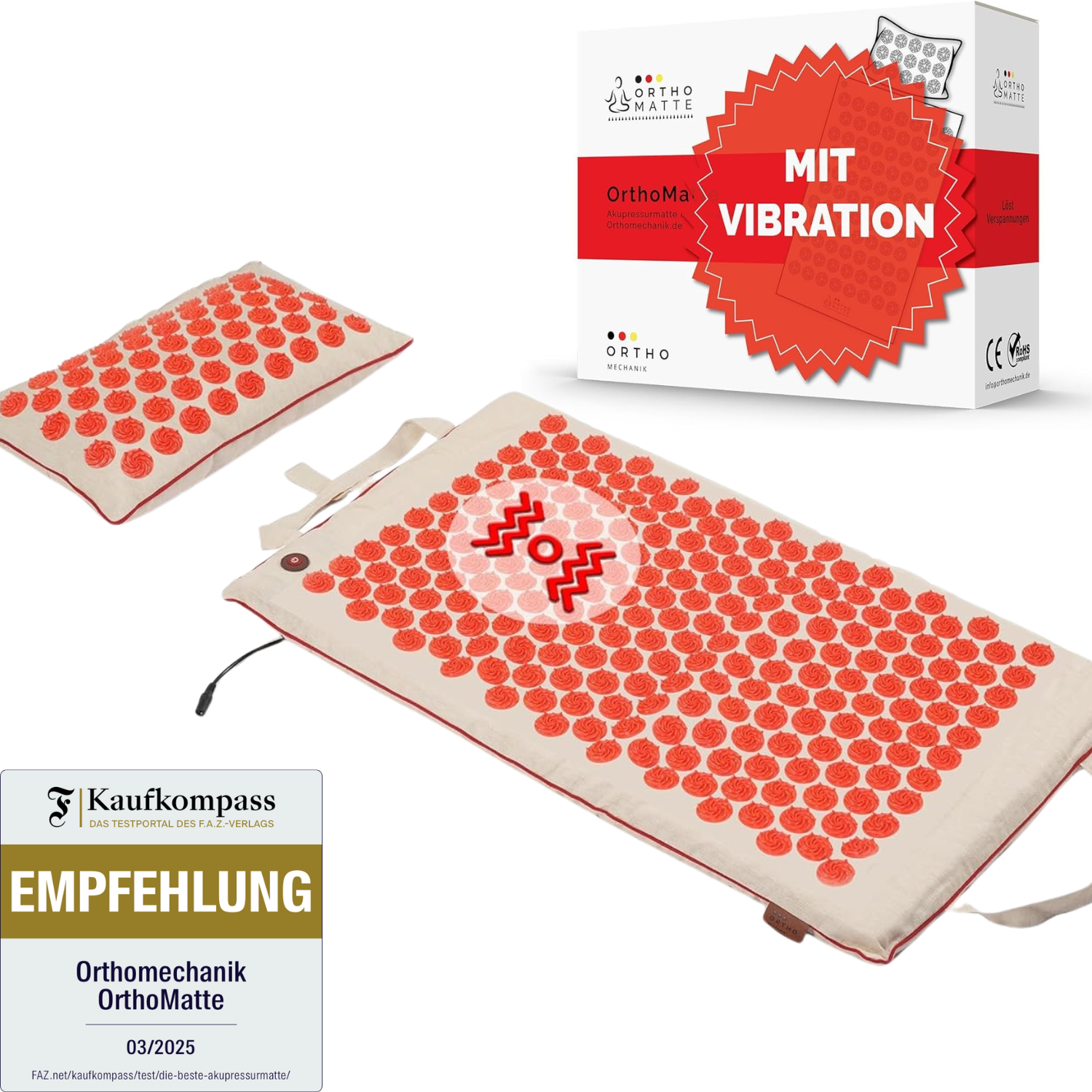 Akupressurmatte mit Vibration|OrthoMatte für Entspannung & Schmerzlinderung